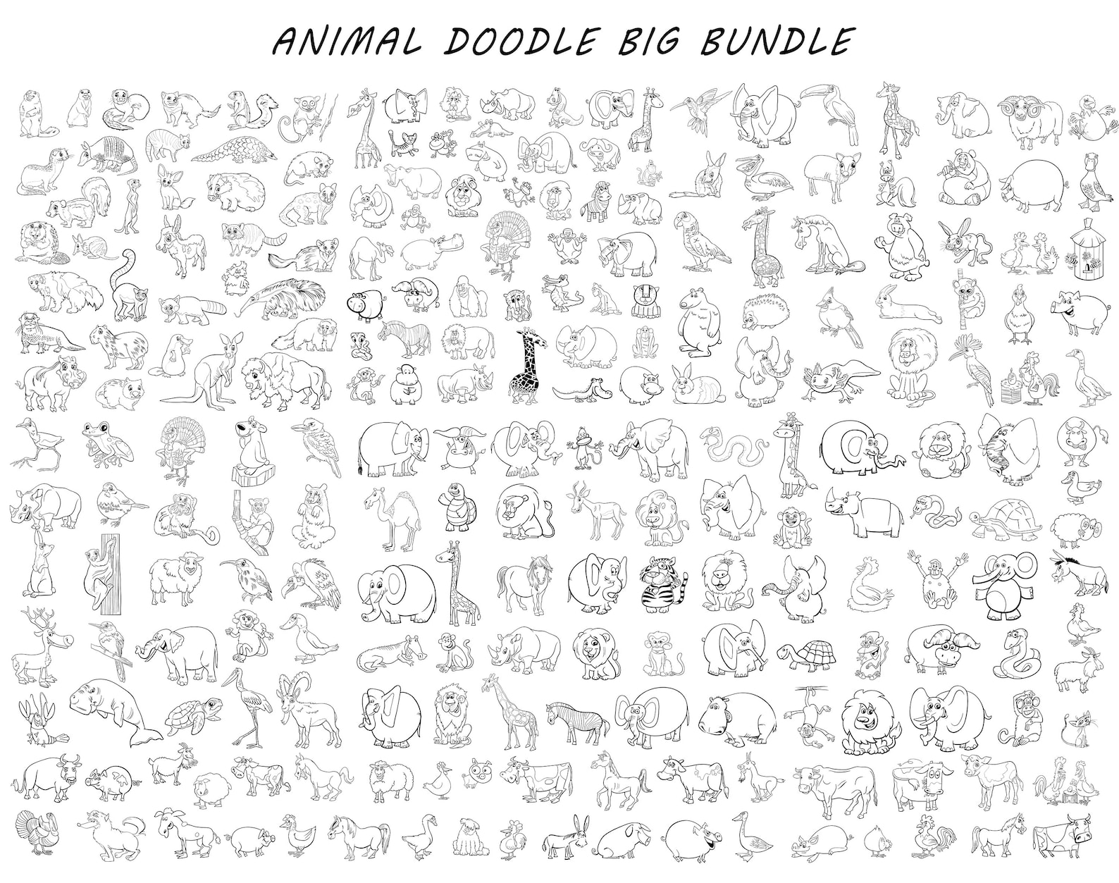 700 File, Animal Doodle Bundle SVG, Animal Hand Drawn Svg, Animal ...