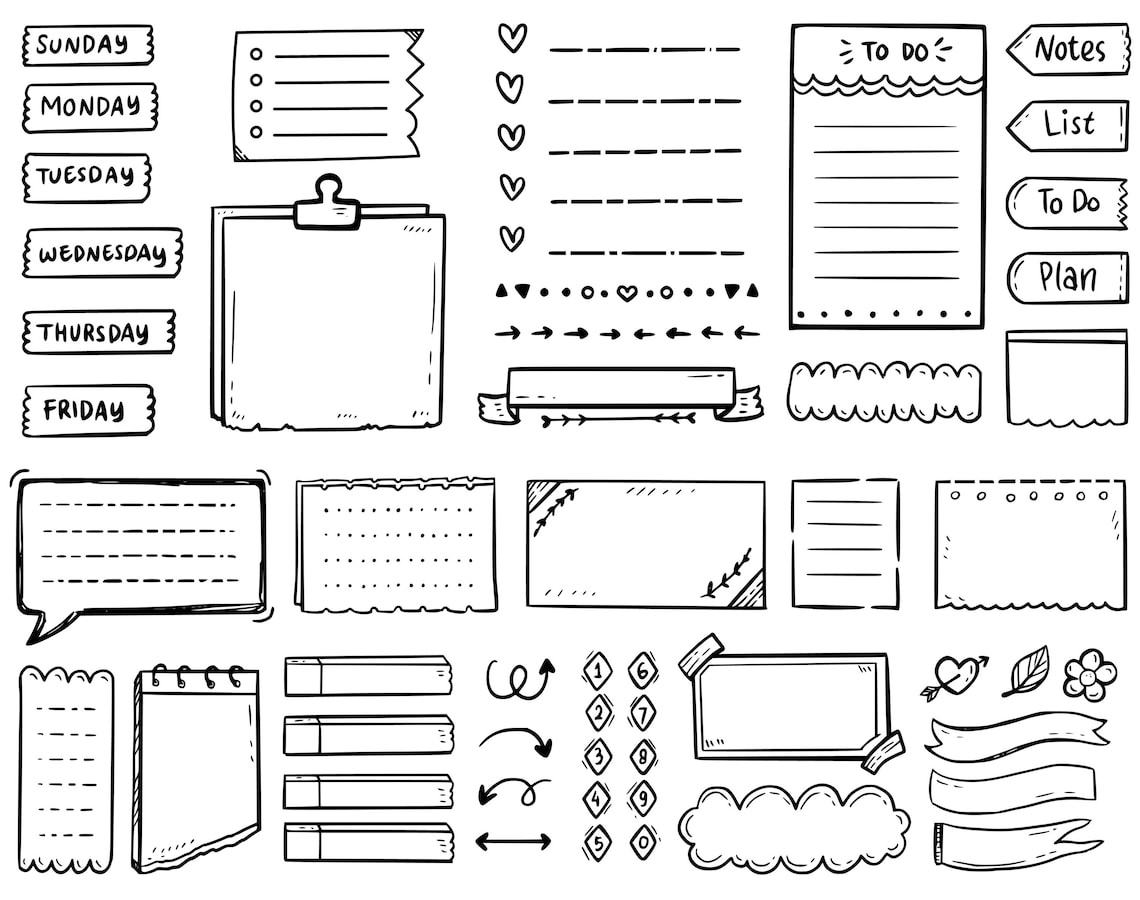 200+ Doodle Planner Svg, Planner Clipart, Teacher Panner Illustrations ...