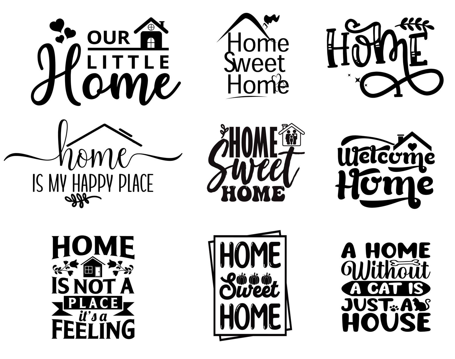 Home Svg Bundle, Home Sweet Svg, Sweet Home Clipart, Home Design, Home ...