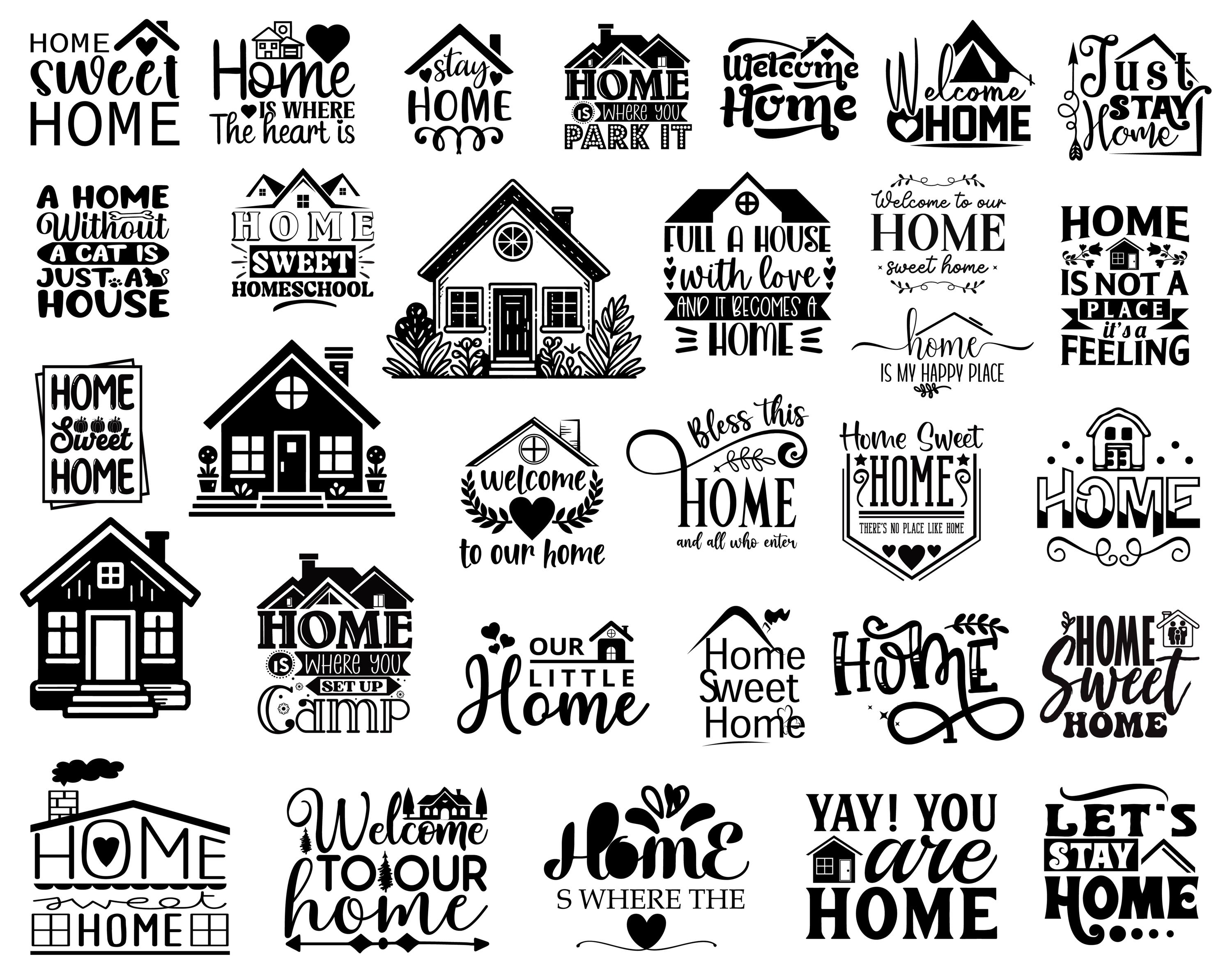 Home Svg Bundle, Home Sweet Svg, Sweet Home Clipart, Home Design, Home ...