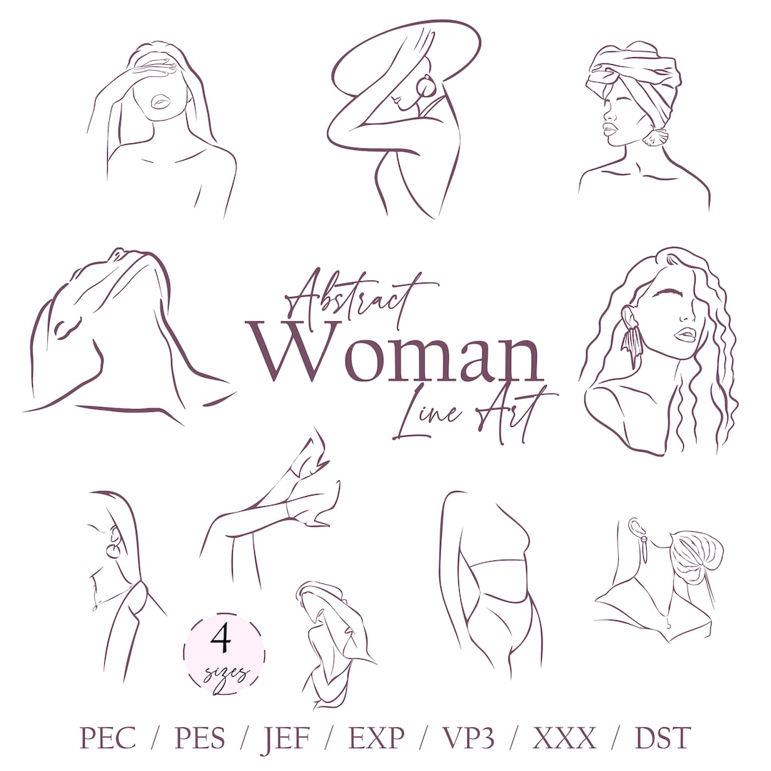 Woman Line Art Embroidery Designs, African Woman Embroidery Design ...