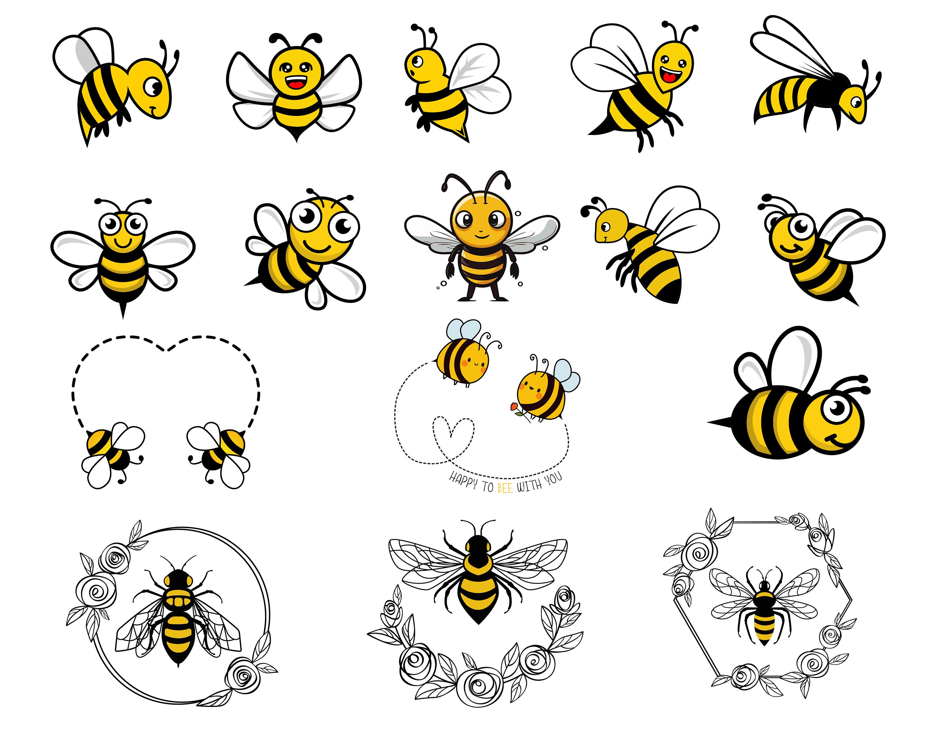 Bee Svg Bundle, Bee Png, Honeycomb Svg, Bee Clipart, Queen Bee Svg ...