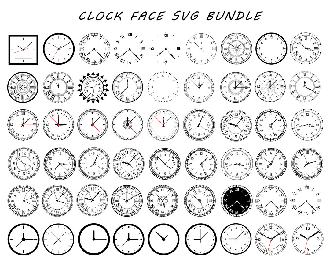 220+ Clock Face SVG Bundle, Clock Svg, Clockface Clipart, Clock Face ...