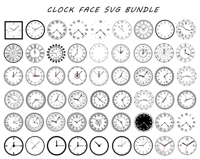 220+ Clock Face SVG Bundle, Clock Svg, Clockface Clipart, Clock Face ...