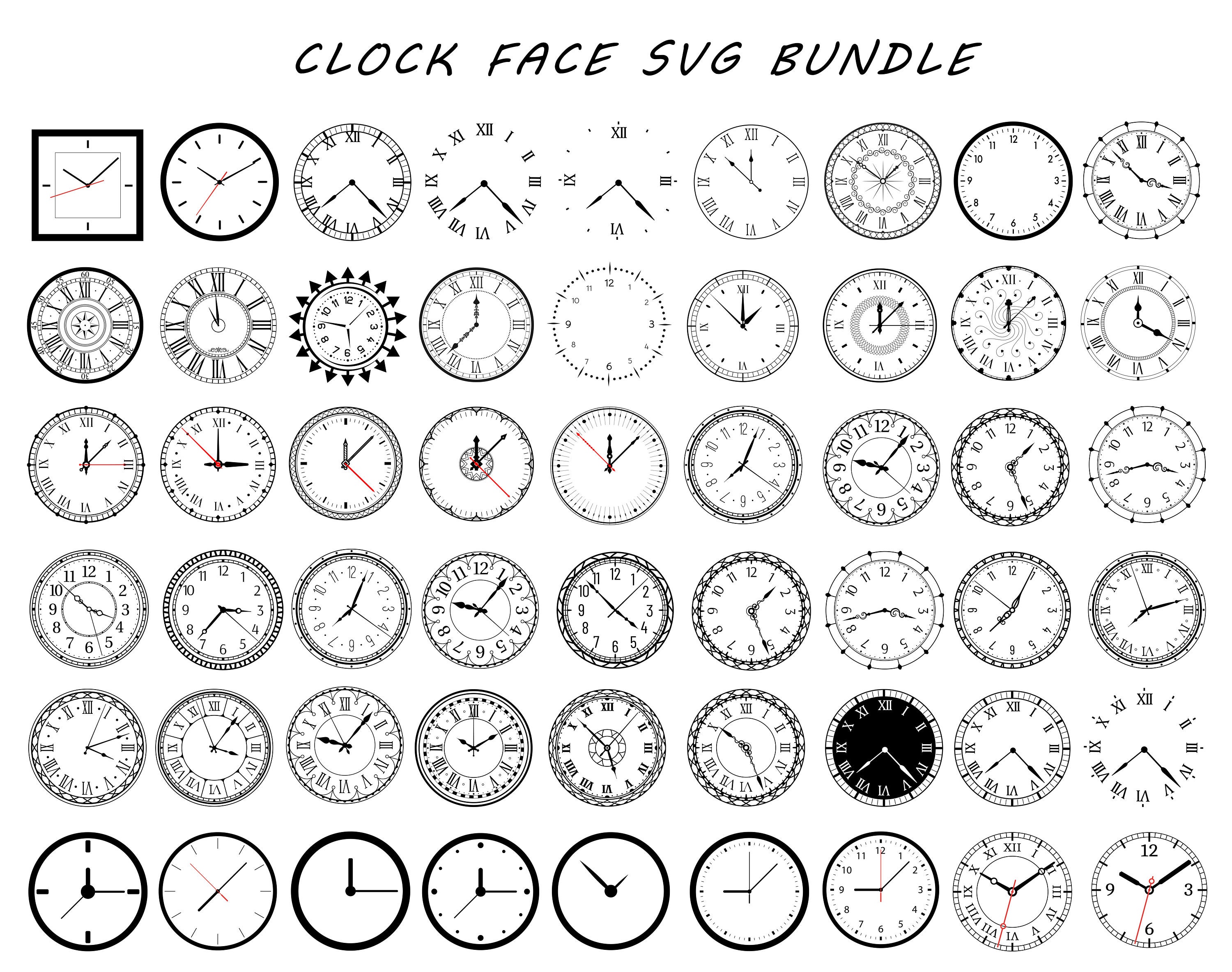 220 Clock Face SVG Bundle, Clock Svg, Clockface Clipart, Clock Face Svg ...