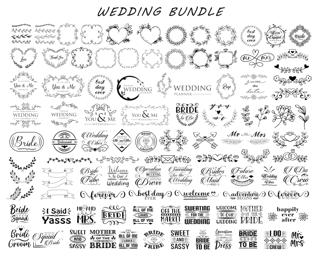 380 Wedding SVG Bundle, Decorative Elements SVG, Ornaments Svg, Wedding ...