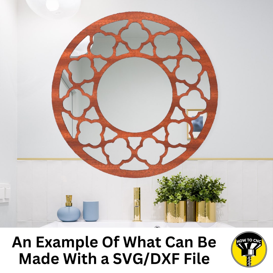 Round Mirror Frame SVG File, CNC Router Mirror Frame, Mirror Frame File ...