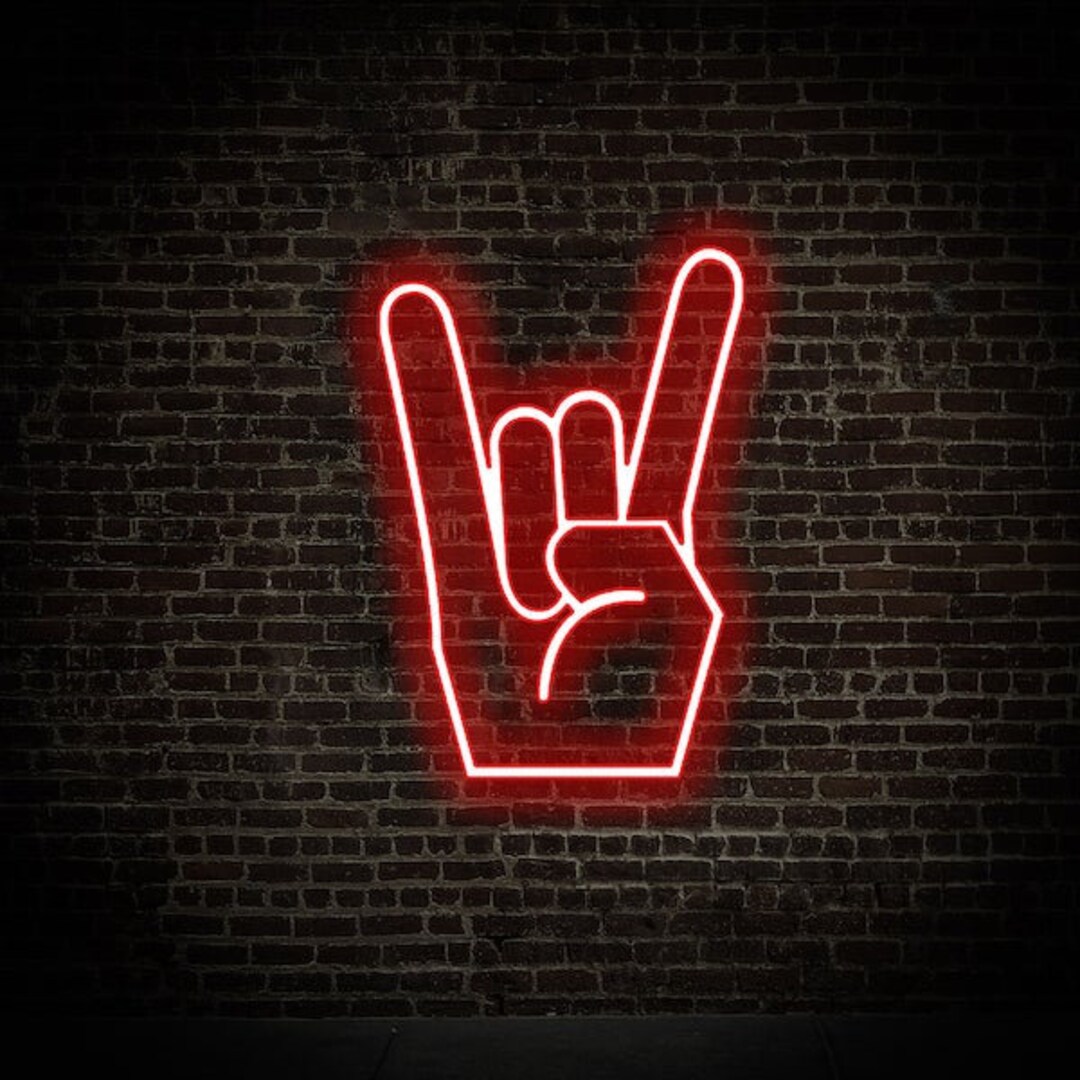 Rock Hand LED Neon Sign - Etsy
