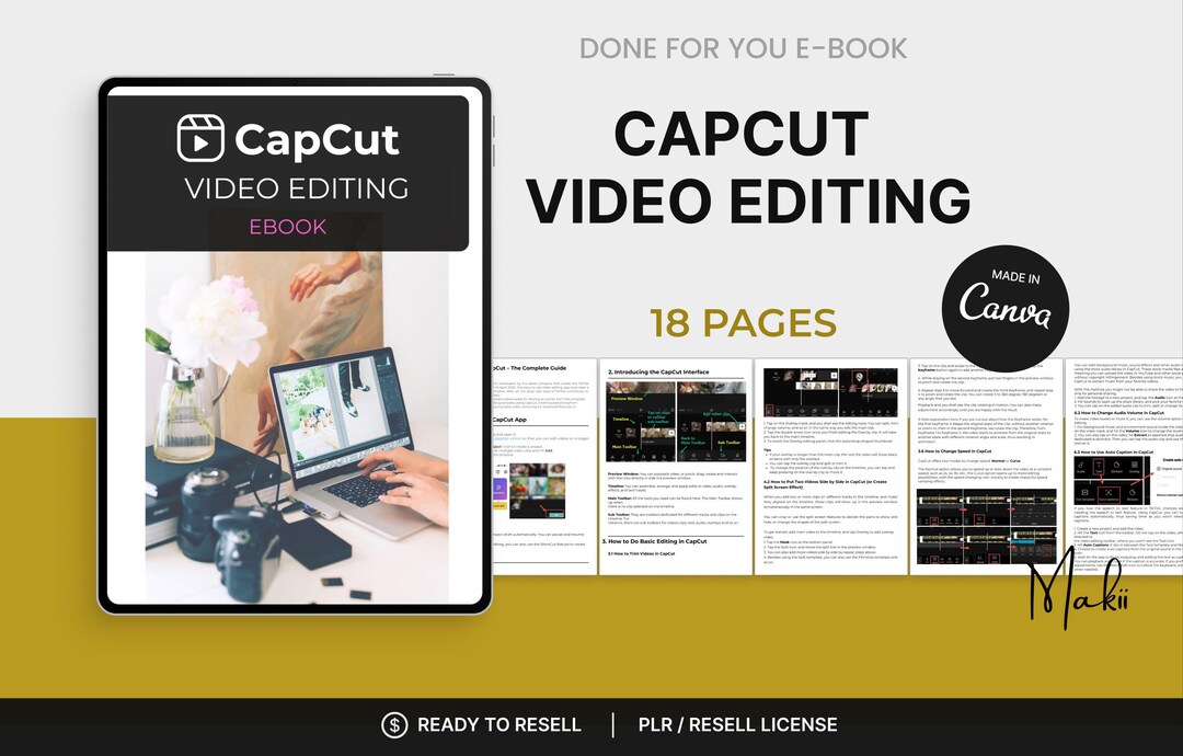 Capcut Video Editing Ebook Canva Template: Beginner's Guide (PLR ...
