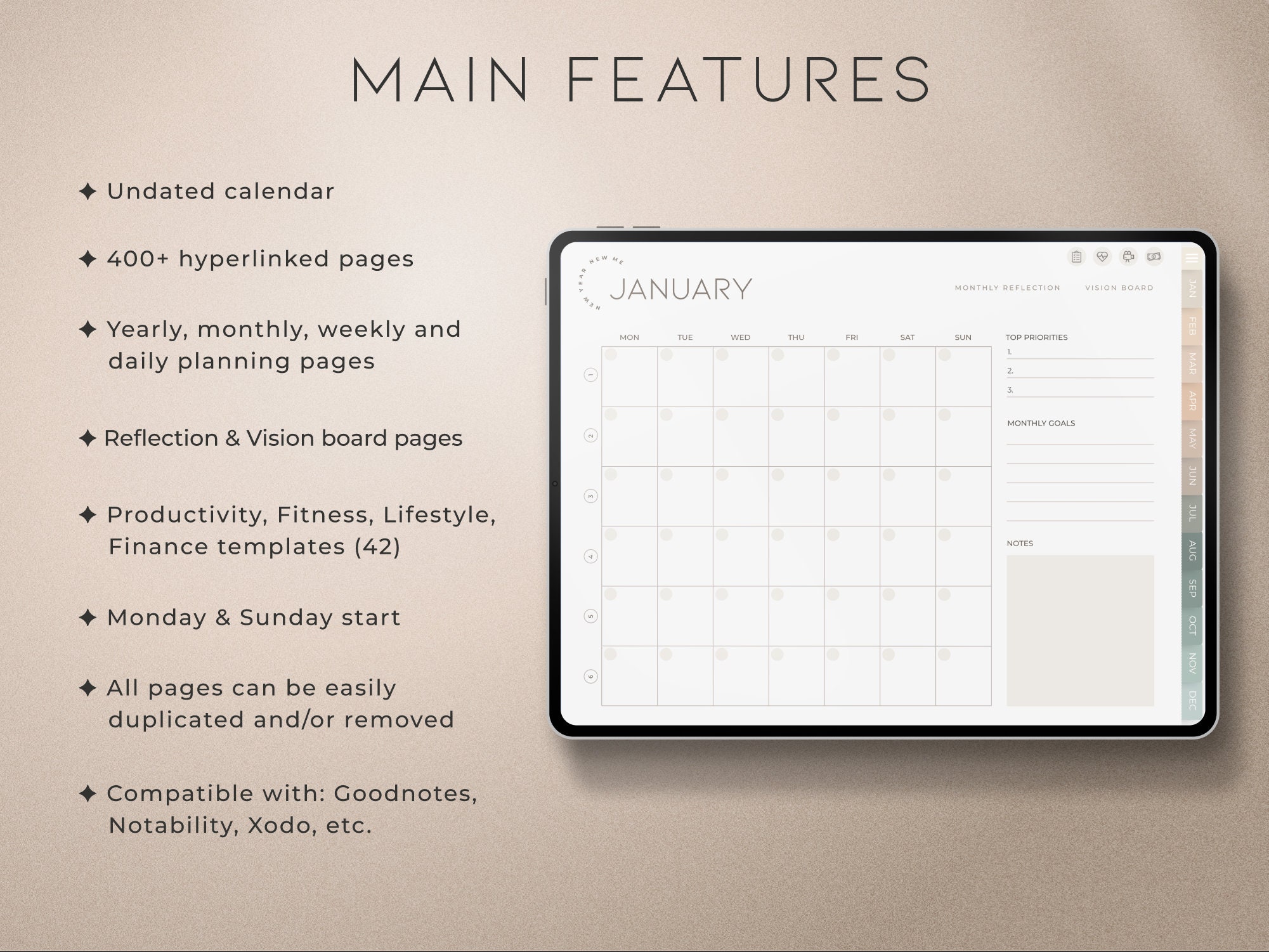 Minimalist Digital Planner, Undated Goodnotes Planner, Daily, Weekly ...