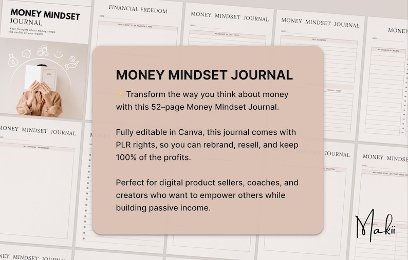 Money Mindset Journal Canva Template | Editable PLR Journal | Financial ...