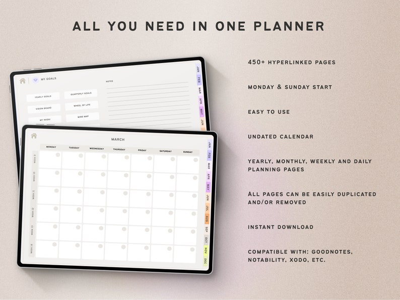 Digital Planner Goodnotes Planner Daily Weekly & Monthly - Etsy