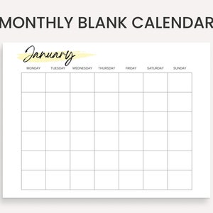 Printable Calendar, Monthly Blank Calendar, PDF, Year Calendar, Monday ...