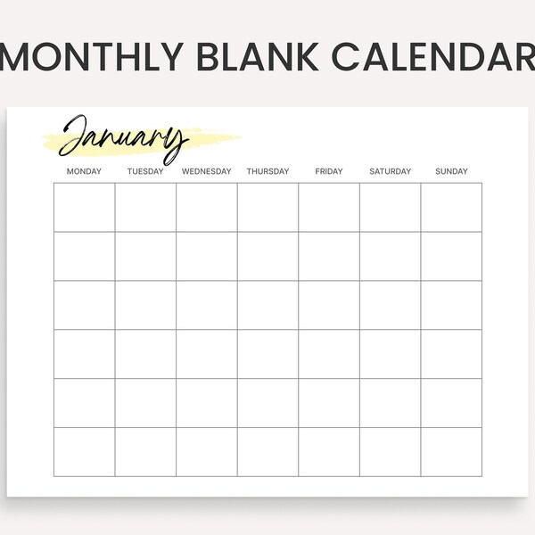 Blank Calendar Pdf - Etsy