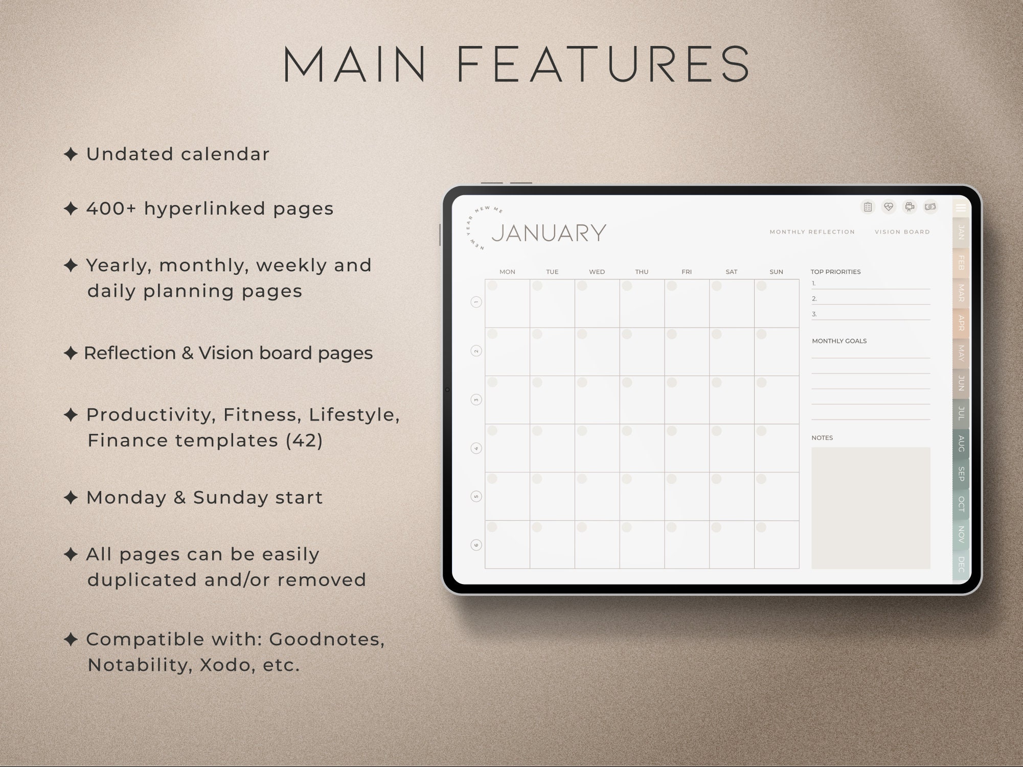 Minimalist Digital Planner Undated Goodnotes Planner Daily - Etsy
