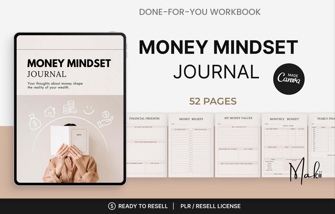 Money Mindset Journal Canva Template | Editable PLR Journal | Financial ...