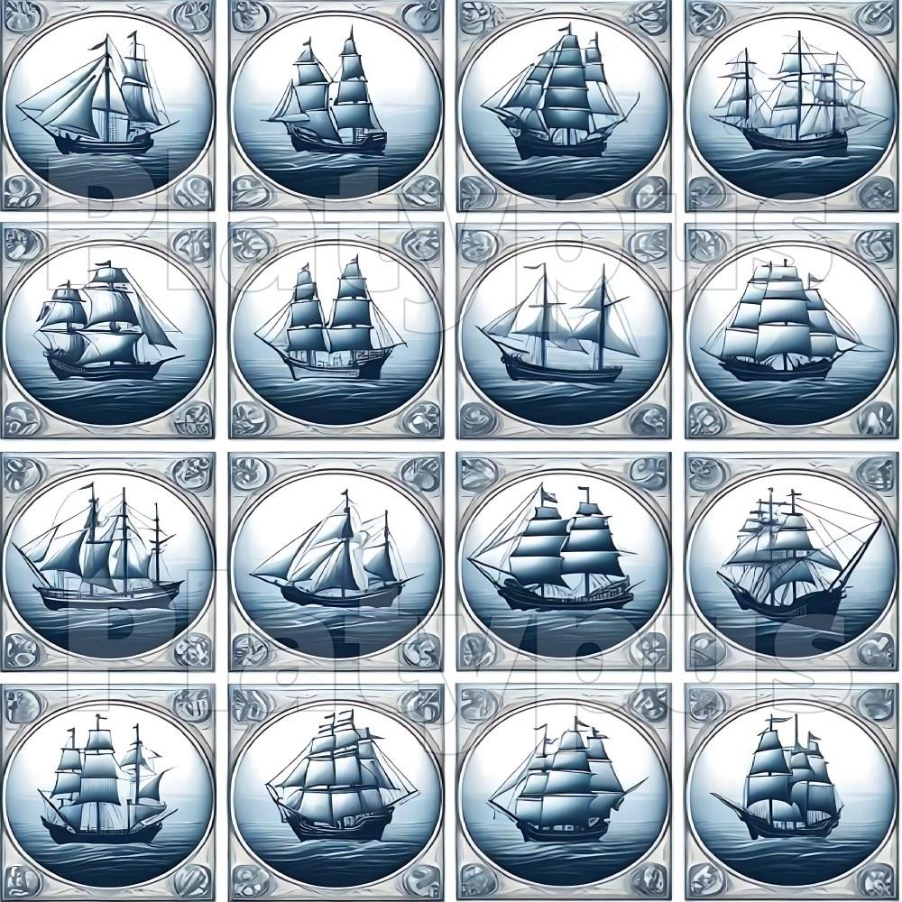 20x20 Cm-8x8 4 Pcs Tile Sailing Ship Sets, Printed on Flexible Pvc Foam ...