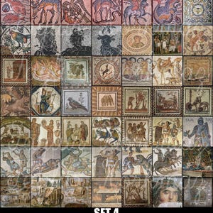 50 Pcs Greco Roman Mosaic Themed Ceramic Tiles Collection. Anicent City ...