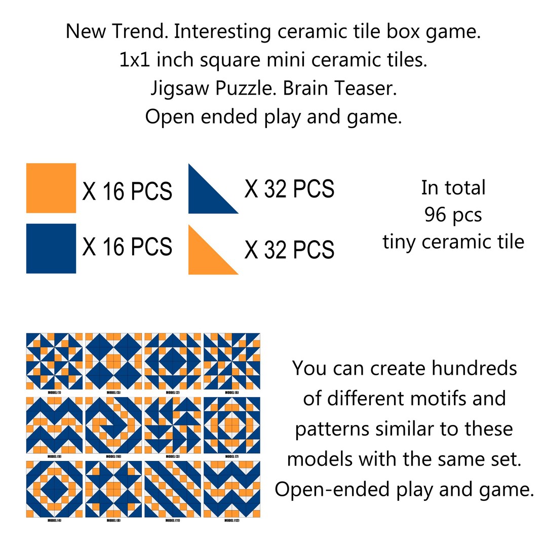 New, Unique, Interesting Open Ended 96 Pcs Tiny Ceramic Tile Design ...