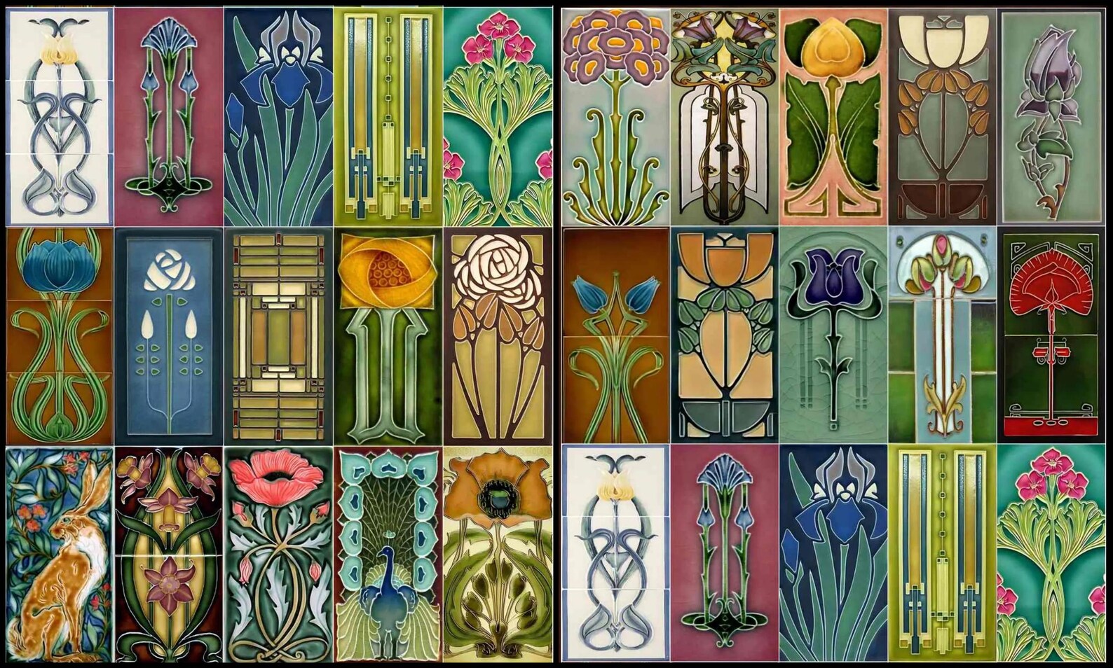 30 Pcs Art Nouveau Tile Collages. Use Poster, Wall Art or Stove and ...