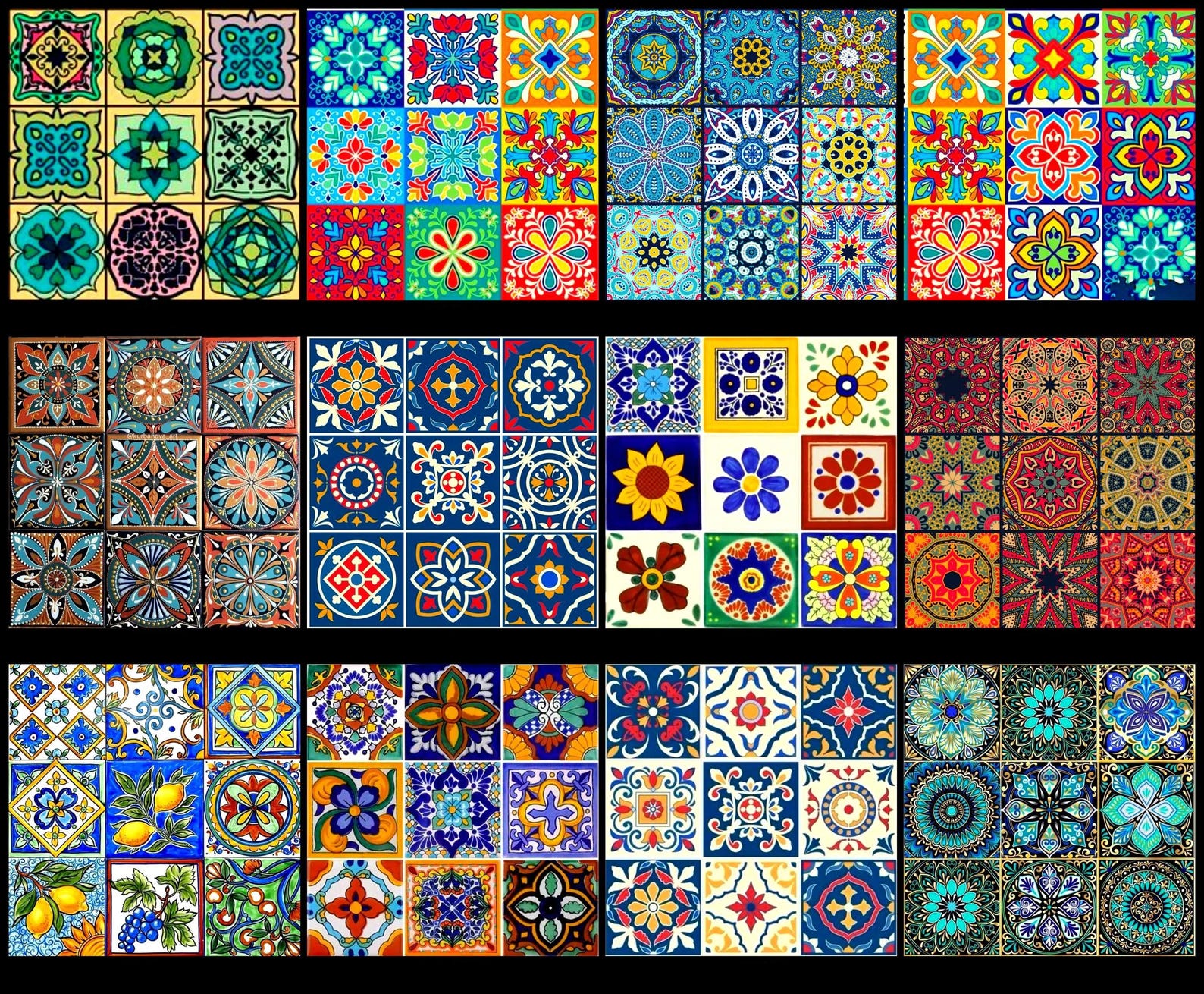 108 Pcs Azule and Talavera Pvc Foam Board Flexible Tiles. Home Decor ...