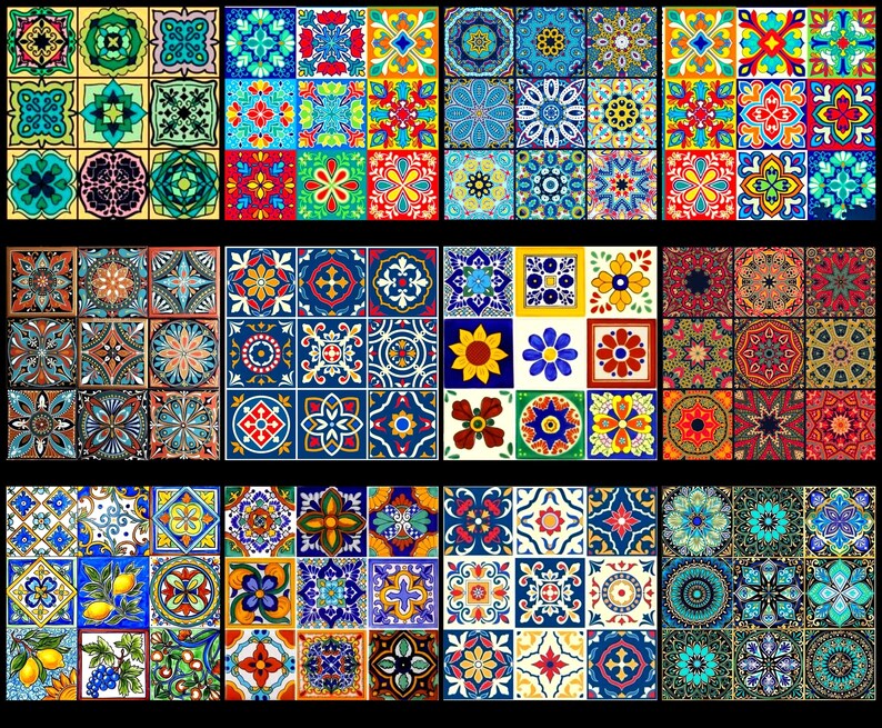 108 Pcs Azule and Talavera Pvc Foam Board Flexible Tiles. Home Decor ...
