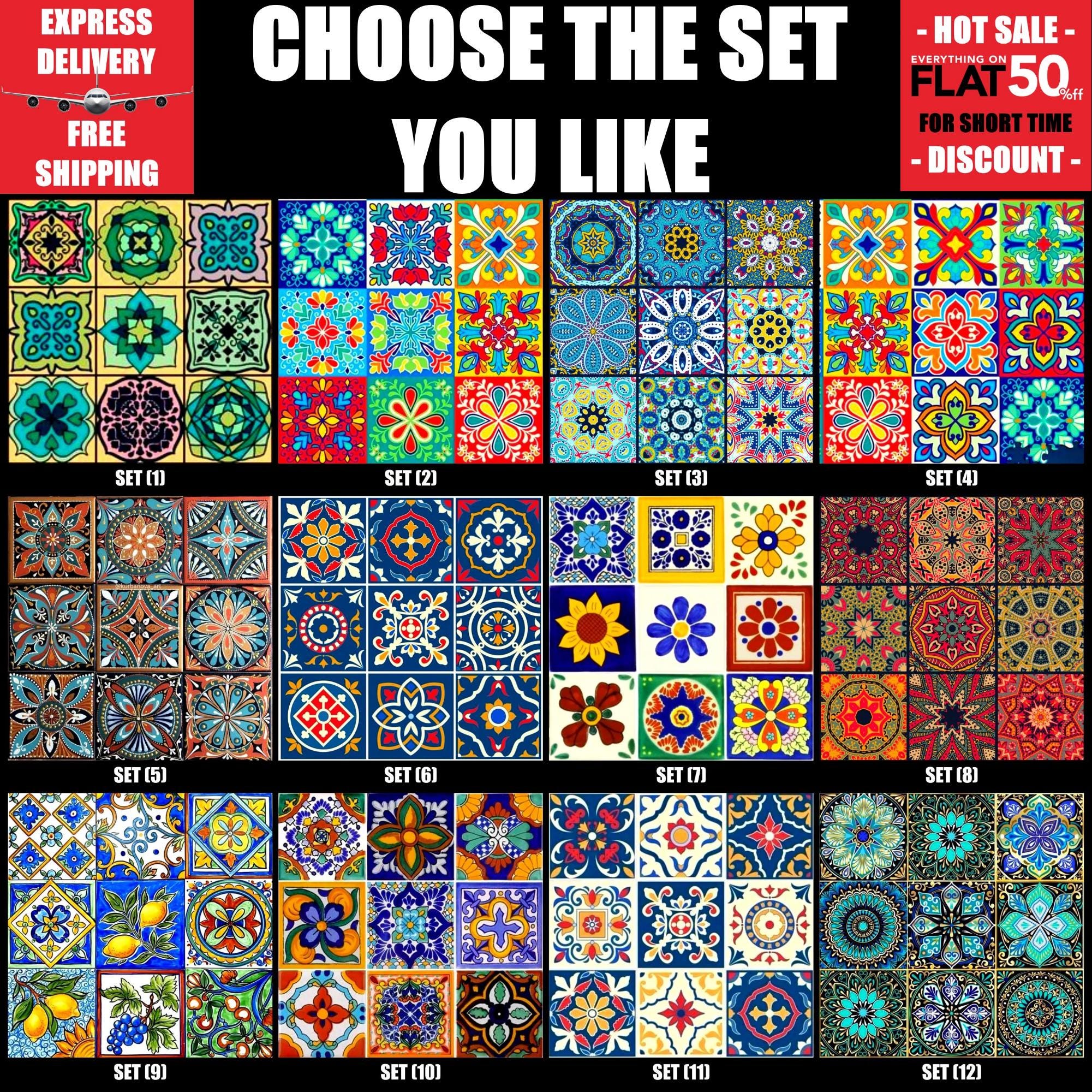 9 Pcs Talavera, Mandala and Azule PVC Foam Board Tile Set. 12 Different ...