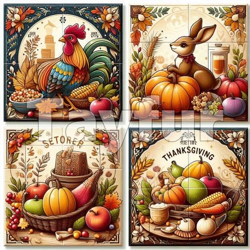 9 Set and 4 Ceramic Coaster Designs for Thanksgiving Day's Ornament ...