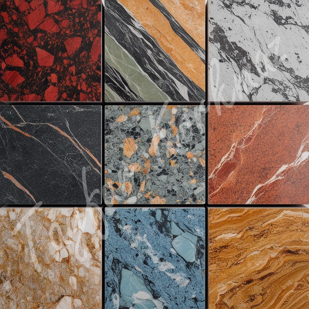 81 Pcs Granite Patterns Printed on Self Adhesive, Pvc Tiles. 12x12" Ie ...