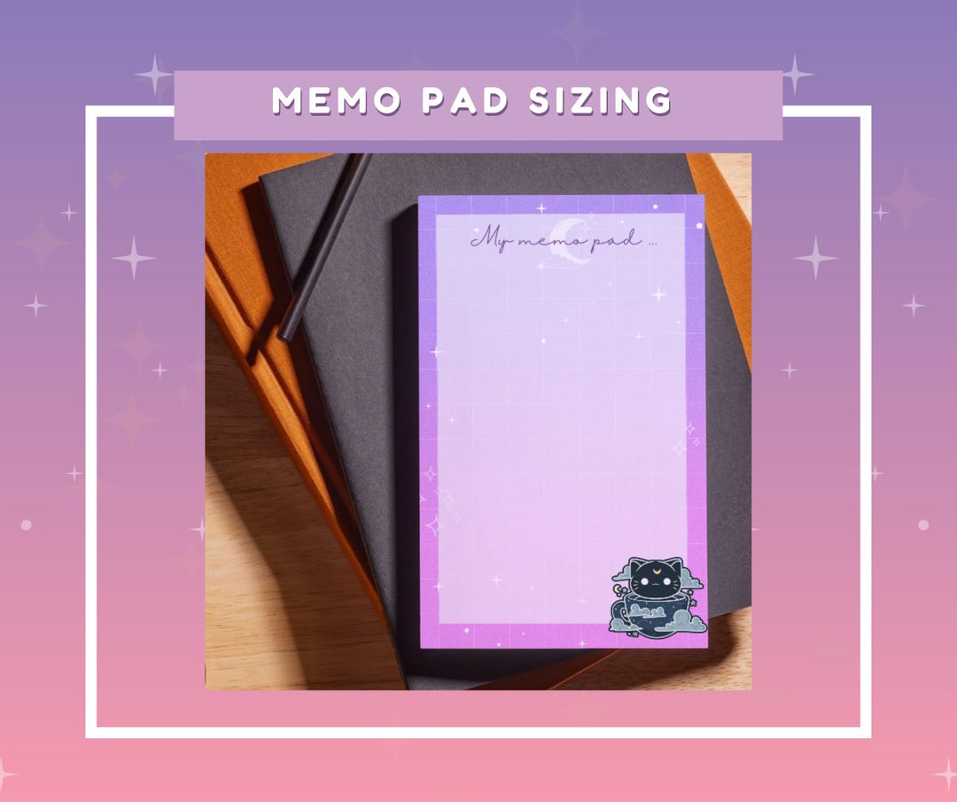 Cat Memo Pad, Notepad, Moon and Cat Notepad, Cute Notepad - SAILORCAT ...