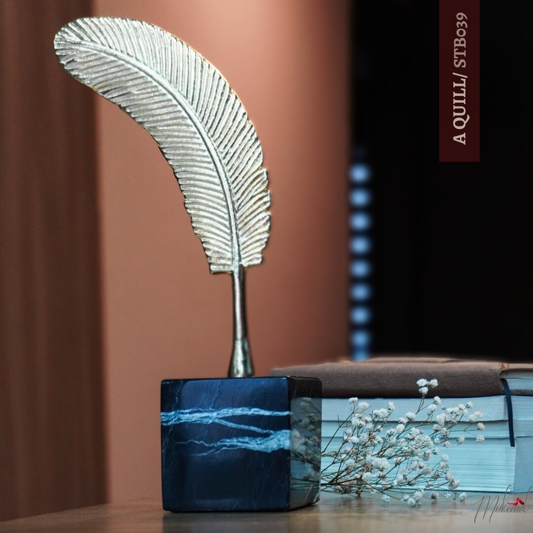 Handmade Marble Quill Sculpture: Luxury Home Decor (10.25 Inch) - Etsy