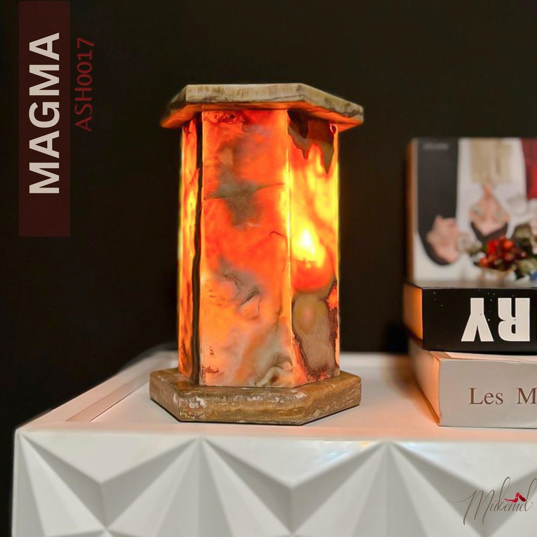 Handmade Onyx Marble Lamp: Magma Table Night Light - Etsy