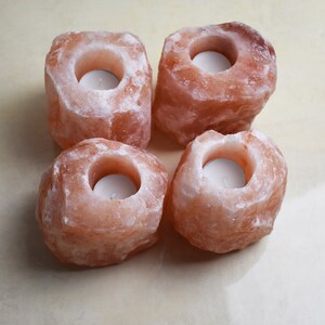 Himalayan Pink Salt Tealight Holder Natural Pink Salt Candle Holder ...