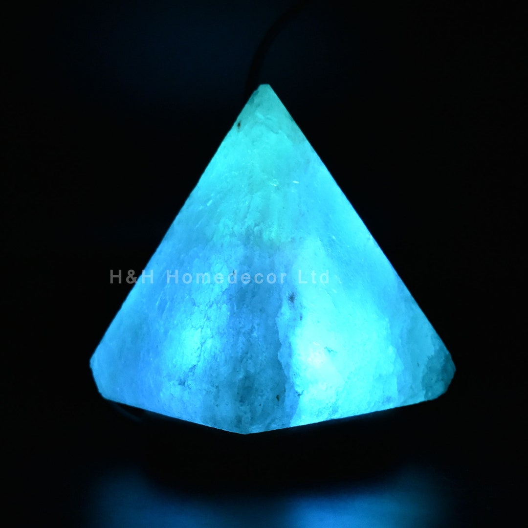 Himalayan Salt Lamp Pyramid Shape Handmade Pink Rock Salt USB Colour ...