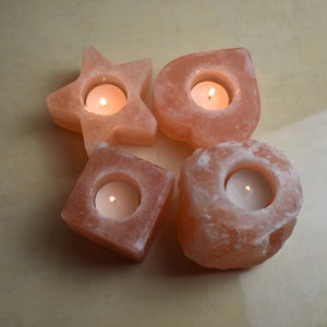 Himalayan Pink Salt Tealight Holder Natural Pink Salt Candle Holder ...