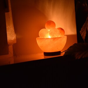 Himalayan Salt Lamp Fire Bowl With Pink Salt Balls 2-3kg 100% Crystal ...