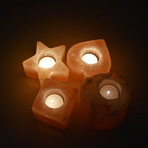 Himalayan Pink Salt Tealight Holder Natural Pink Salt Candle Holder ...