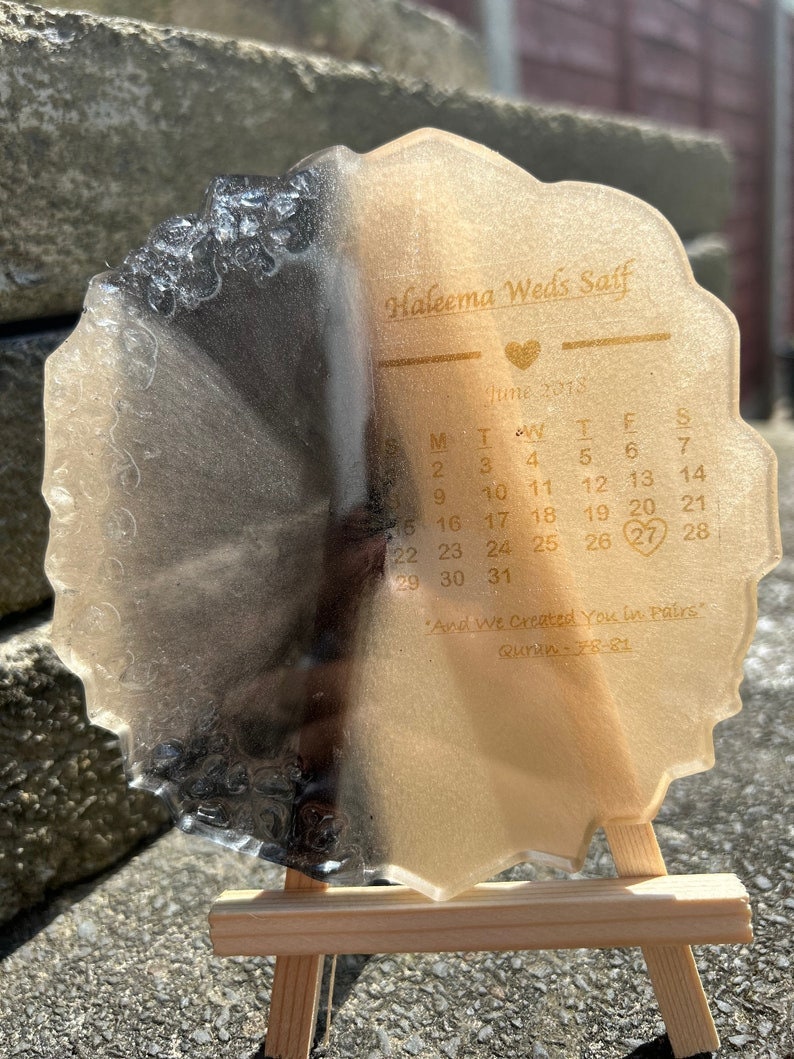 Elegant Black and Gold Epoxy Resin Calendar Frame - Customized ...