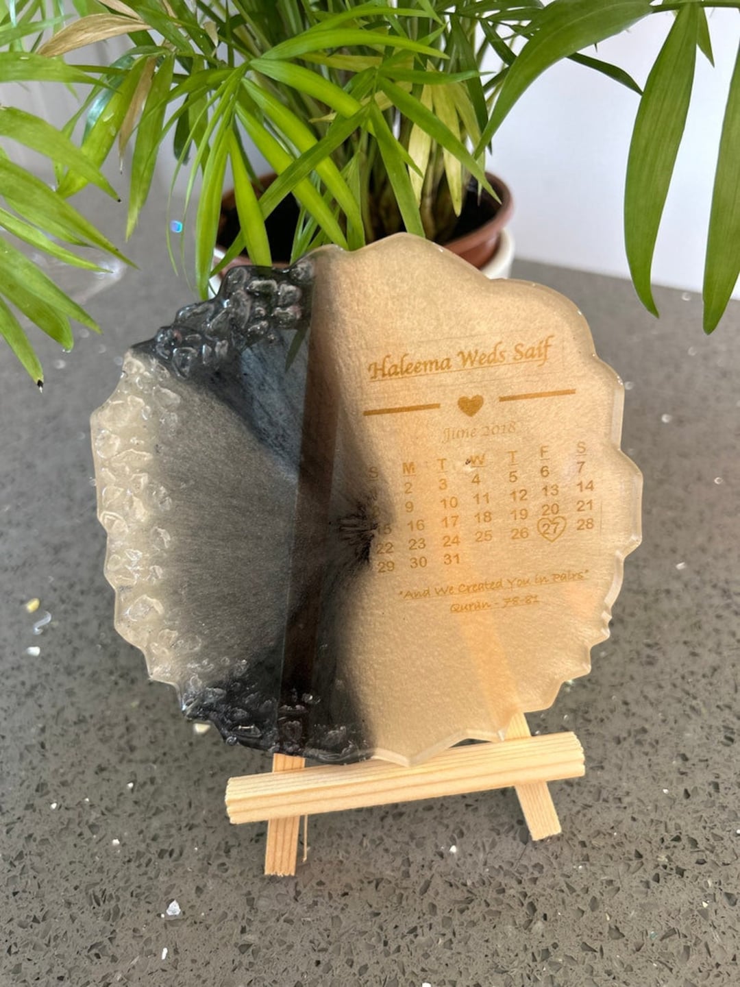 Elegant Black and Gold Epoxy Resin Calendar Frame - Customized ...