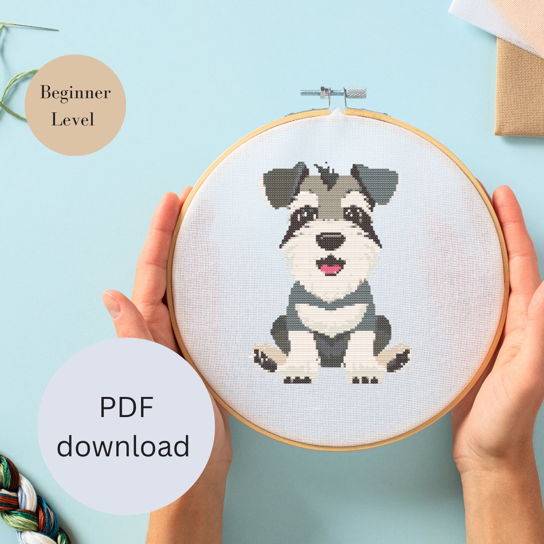 Modern Schnauzer Cross Stitch Pattern 100 X 100 Cross Stitch Pattern ...