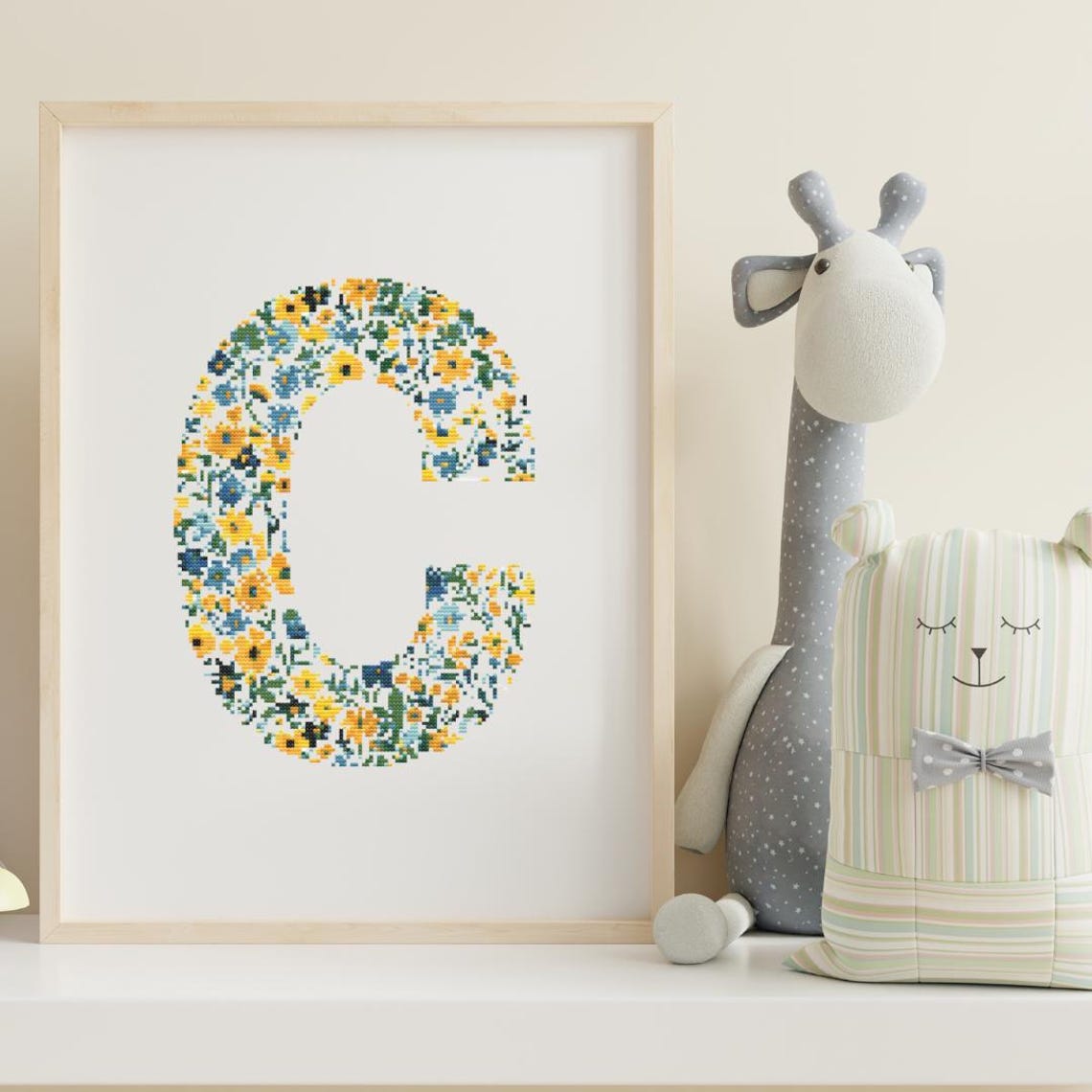 Flower Letter C Cross Stitch Pattern, Monogram A Cross Stitch, Initial ...