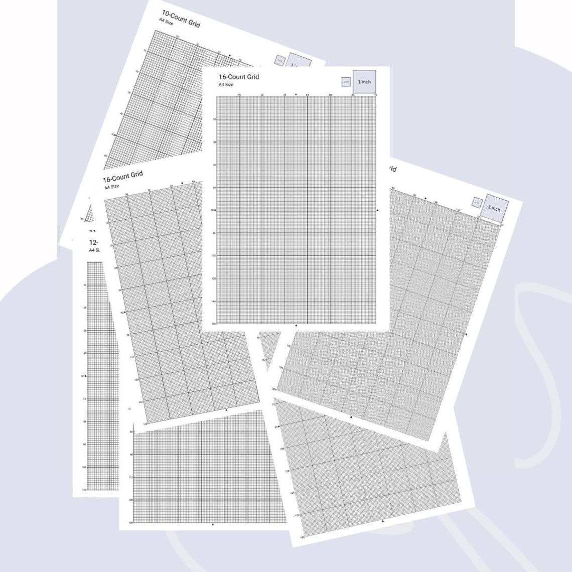 Printable Cross Stitch Measuring Paper, Graph Paper for Cross Stitch 10 ...
