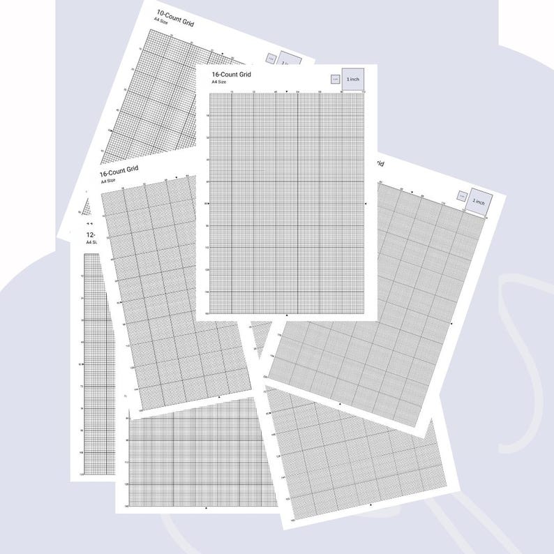 Printable Cross Stitch Measuring Paper, Graph Paper for Cross Stitch 10 ...