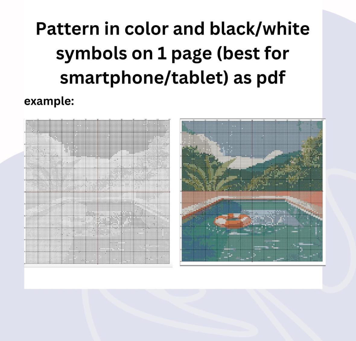 Summer Pool & Swimmer Cross-stitch Patterns - 7 Piece Water Embroidery ...