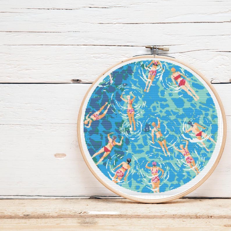 Summer Swimmers Cross Stitch Pattern - Easy DIY - Digital Download ...