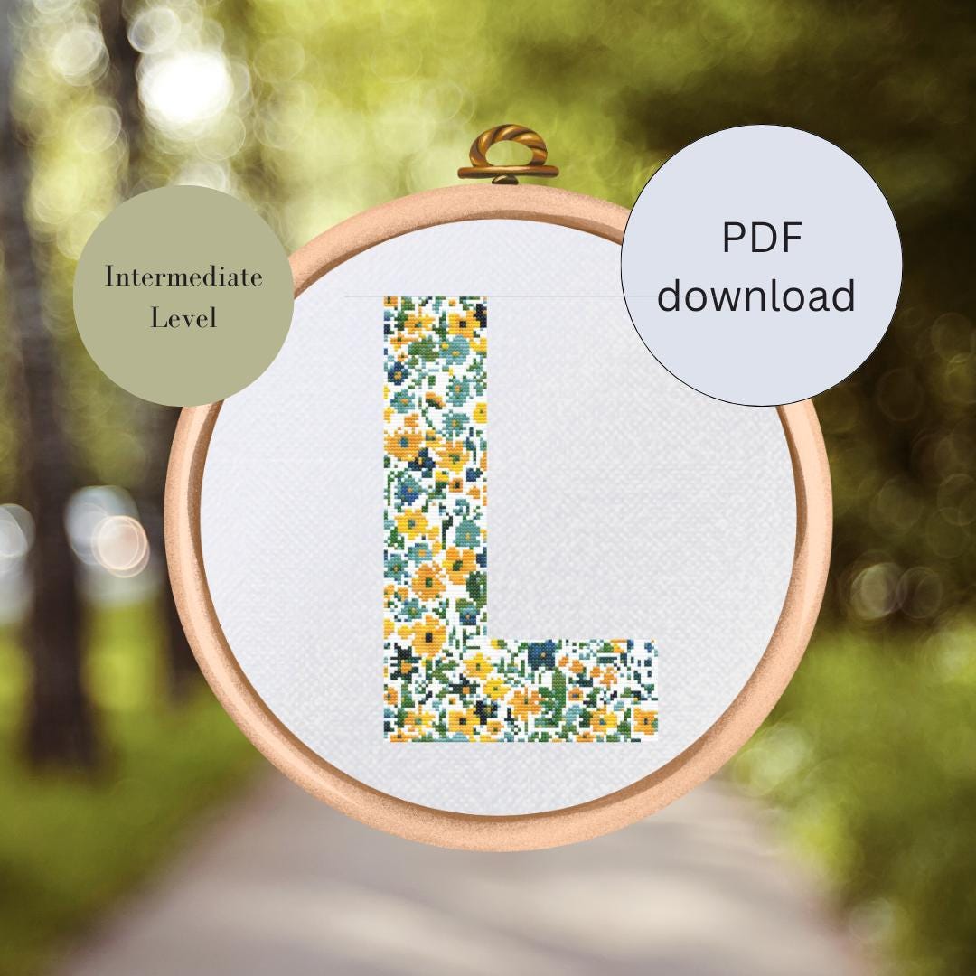 Flower Letter L Cross Stitch Pattern, Monogram A Cross Stitch, Initial ...