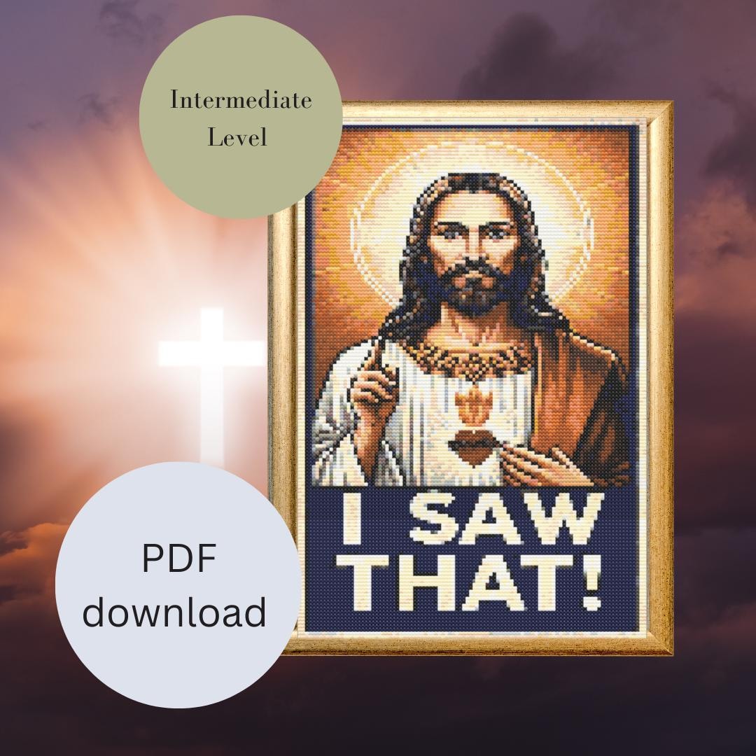 Peeking Jesus Cross Stitch Pattern, Funny Christ Meme, Snarky Religious ...
