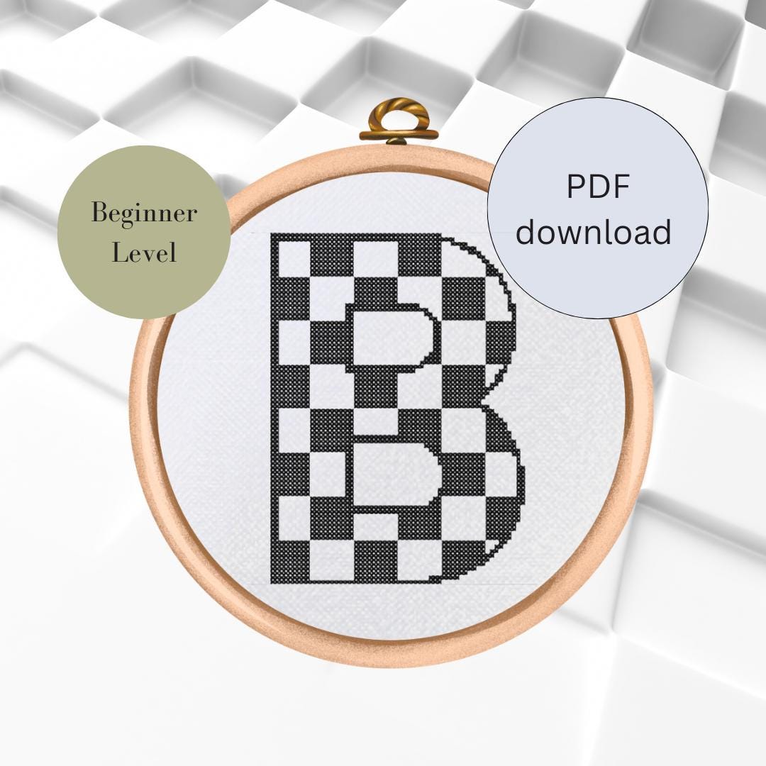 Chessboard Letter B Cross Stitch Pattern, Monogram A Cross Stitch ...