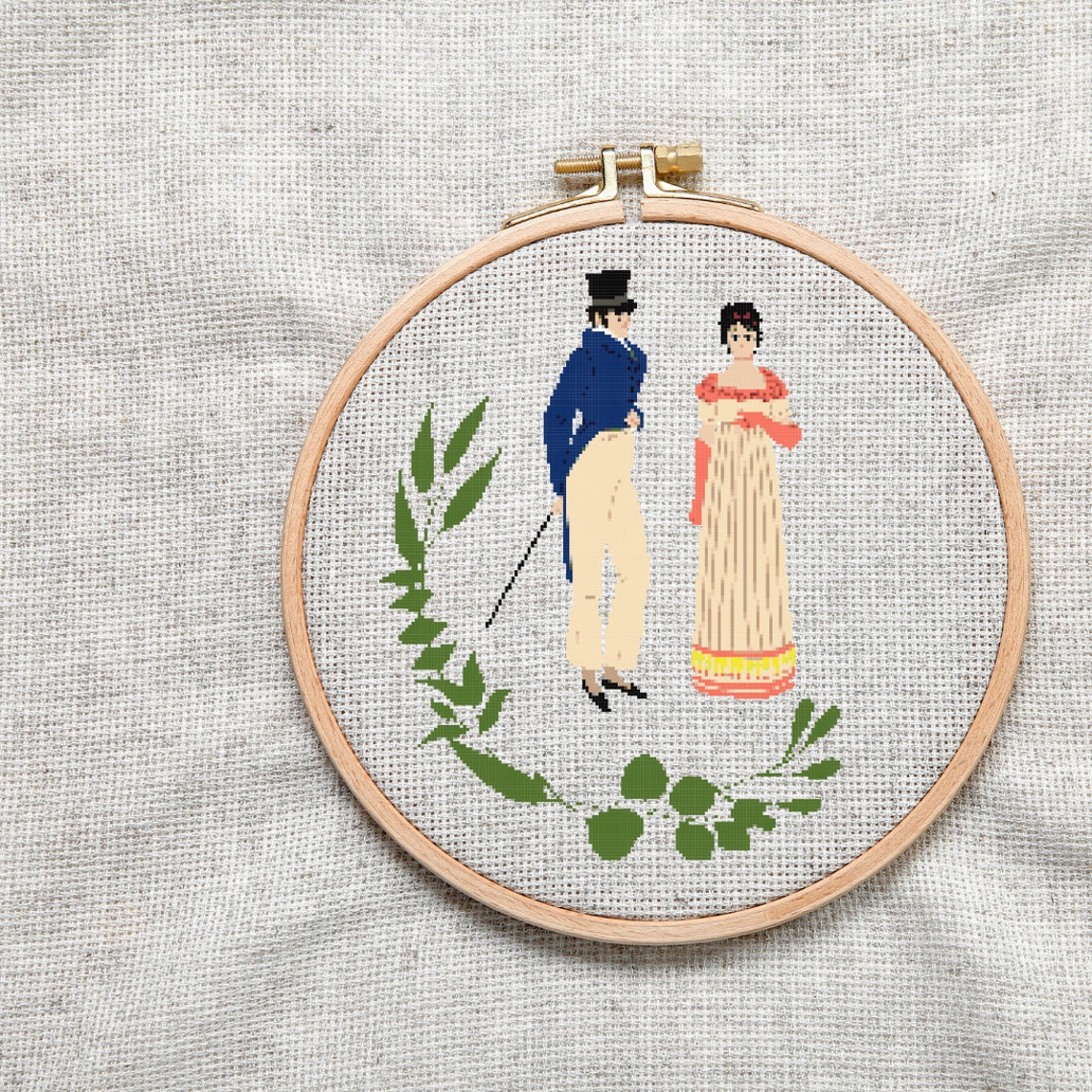 Regency Era Couple and Flowers Cross Stitch Patterns, Instructions ...