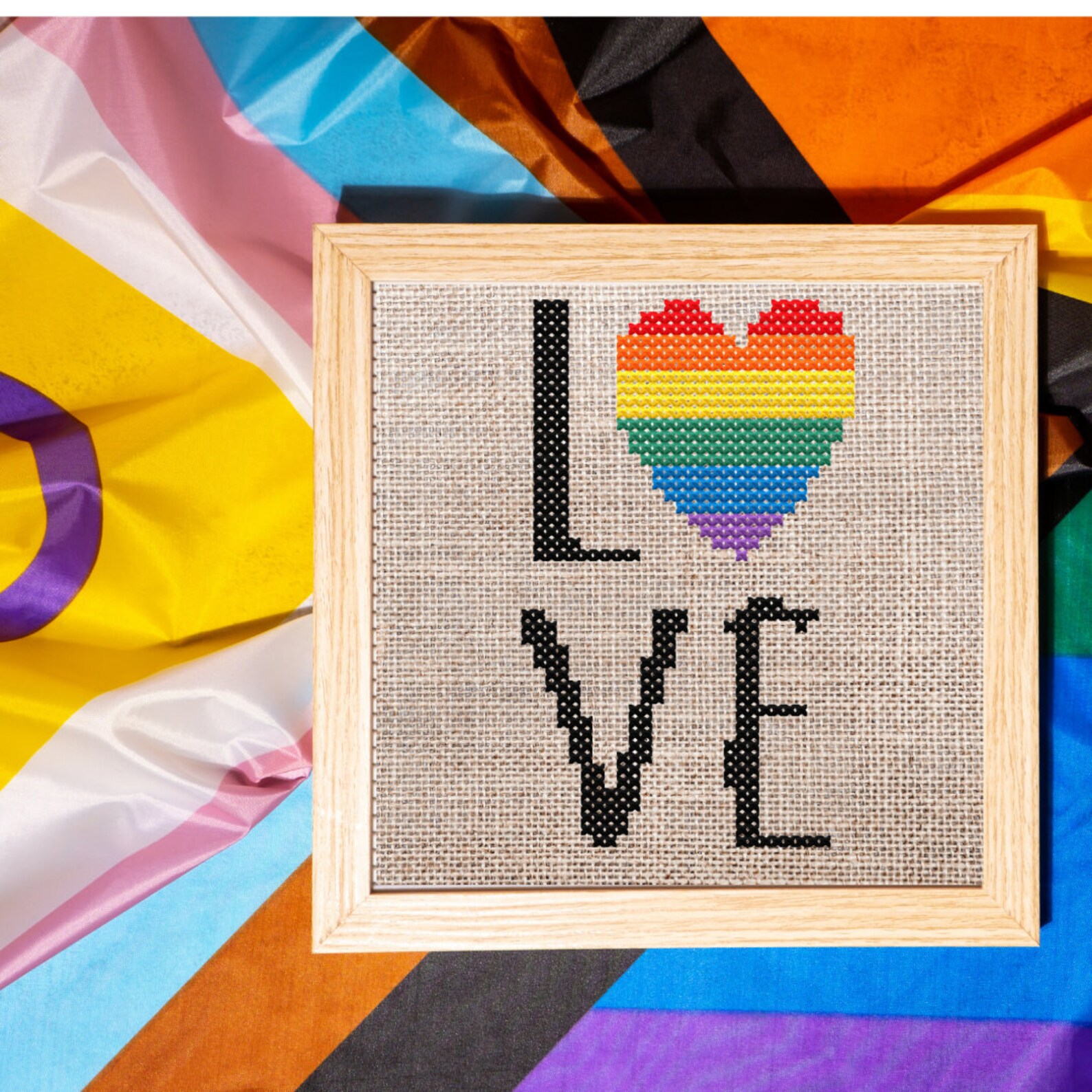 Pride LOVE and Heart LGBTQ+ Cross Stitch Pattern Cross Stitch Patterns ...